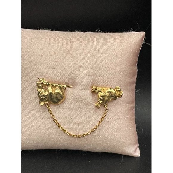 Avon | Jewelry | Vintage Avon Gold Tone Two Koala Bears Chain Stick Pin ...